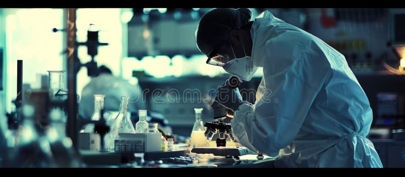 A Scientist is Researching in a Modern Lab with Advanced Equipment in ...