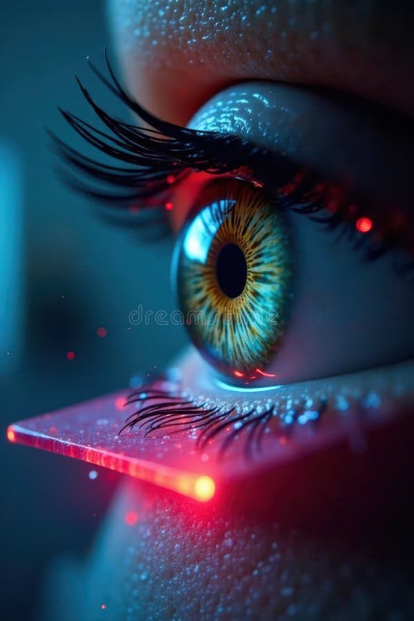 Scientist S Eye Focused on Microscope Slide; Concentrated Expression ...