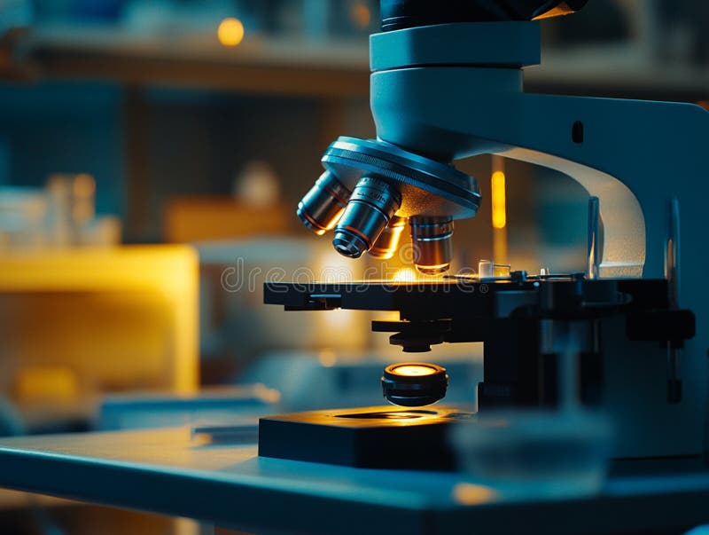 A Scientist& X27;s Microscope on the Desktop. Stock Image - Image of ...