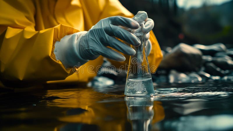 Scientist Sampling Water in Polluted Area Stock Photo - Image of ...