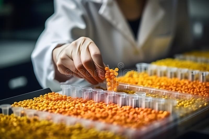 Scientist Sampling Yellow Gains in Food Technology Laboratory Stock ...