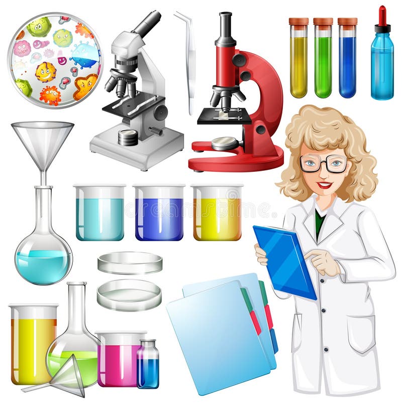 Scientist with Science Equipment Stock Vector - Illustration of object ...
