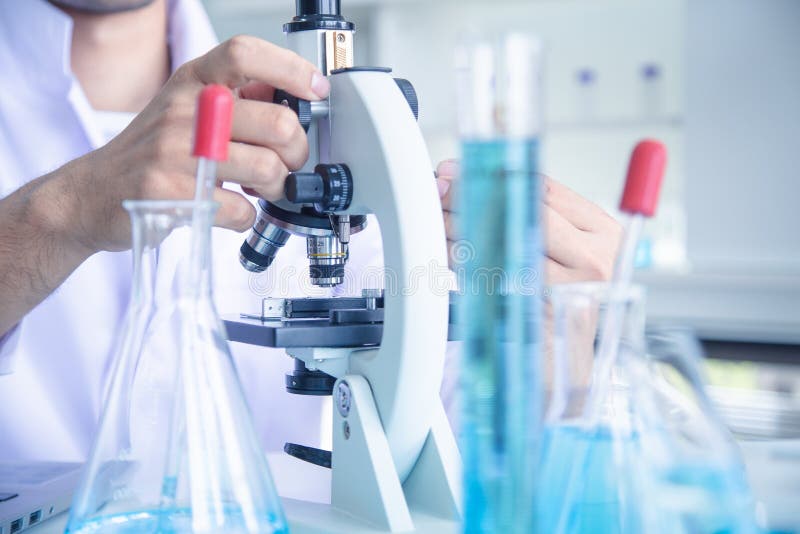 Microscope in Laboratory Room Stock Photo - Image of room, laboratory ...