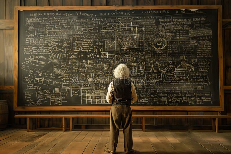 Scientist Standing in Front of a Huge Blackboard. Stock Illustration ...