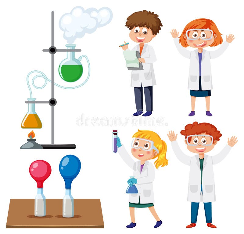 Scientist and Student Doing Chemistry Experiment Stock Vector ...