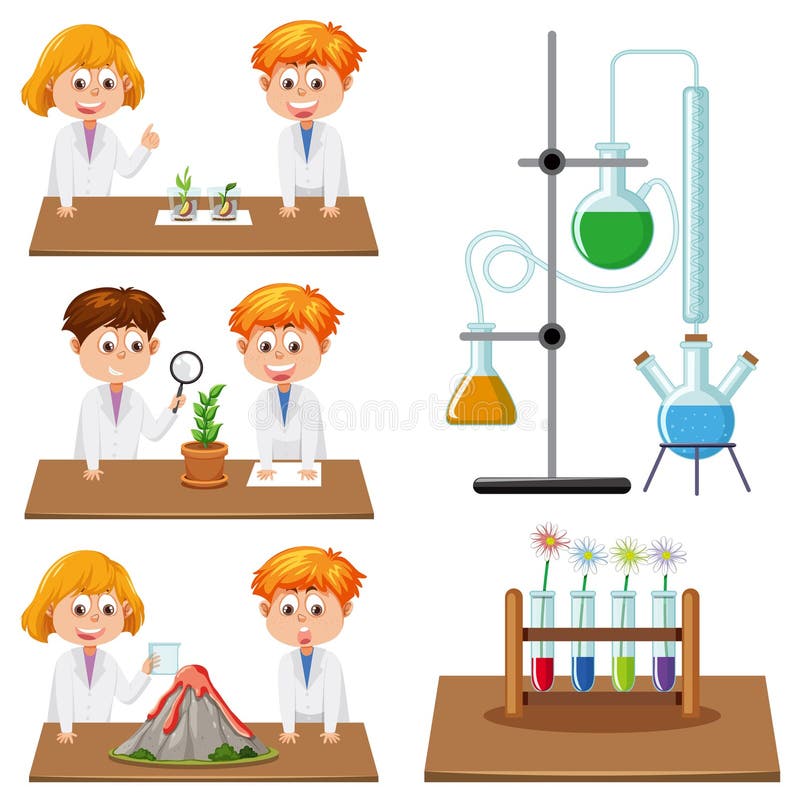 Student Doing Science Experiment in Laboratory Stock Vector ...