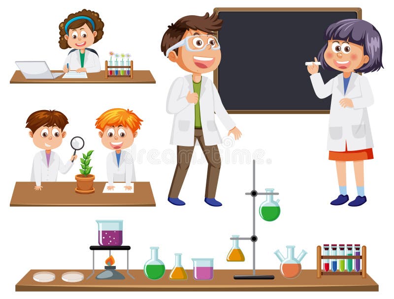 Scientist and Student Doing Chemistry Experiment Stock Vector ...