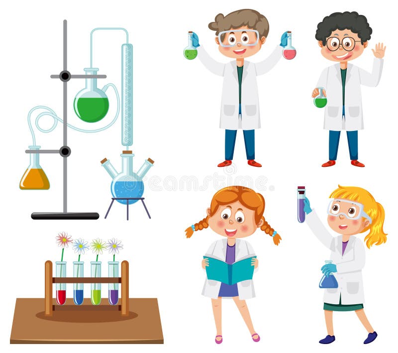 Scientist and Student Doing Chemistry Experiment Stock Vector ...