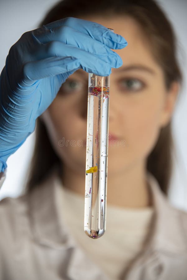 Scientist Student are Working in Laboratory - Micro Plastics in a Test ...