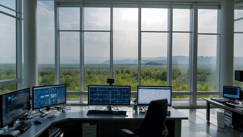 Scientist Studying Air Quality and Pollution Levels in a High-Tech ...