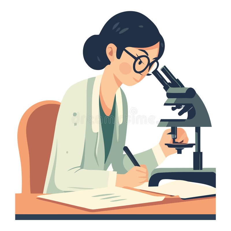 Scientist Studying Discovery with Microscope Stock Vector ...
