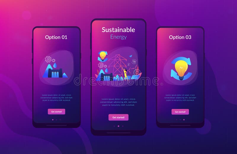 Sustainable Energy App Interface Template. Stock Vector - Illustration ...