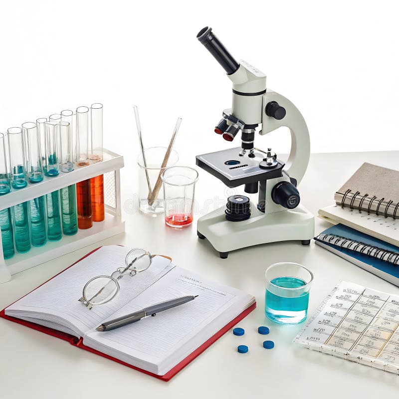 Scientist Table Isolated on White Background Stock Illustration ...