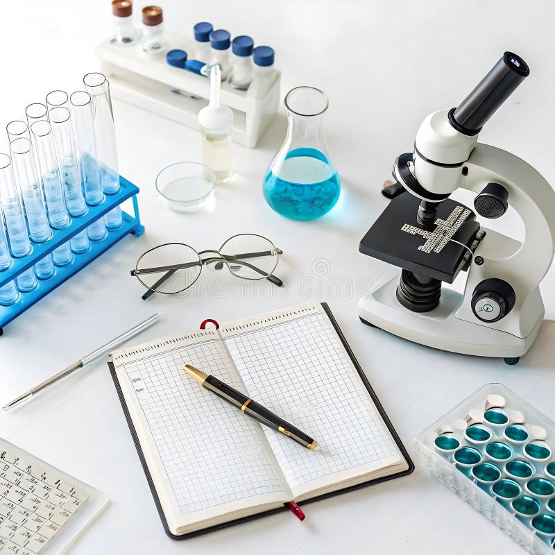 Scientist Table Isolated on White Background Stock Illustration ...