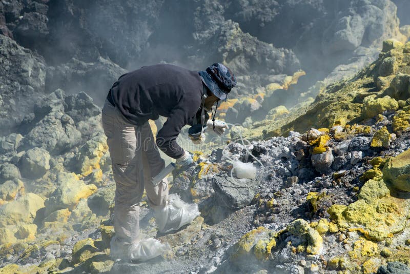Gas Sampling on the Volcano Editorial Photography - Image of ascent ...