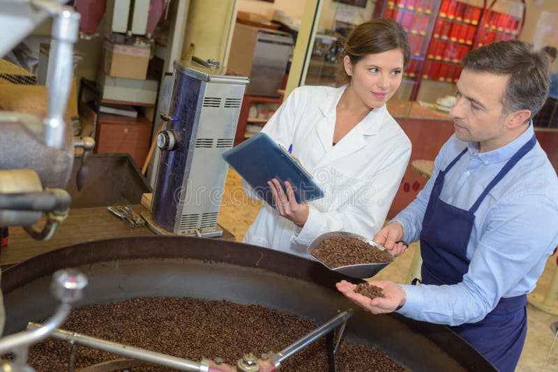 Scientist Taking Notes on Process Roasting Coffee Beans Stock Image ...