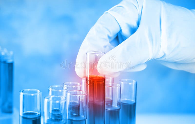 Scientist Taking Test Tube with Liquid Sample. Laboratory Analysis ...