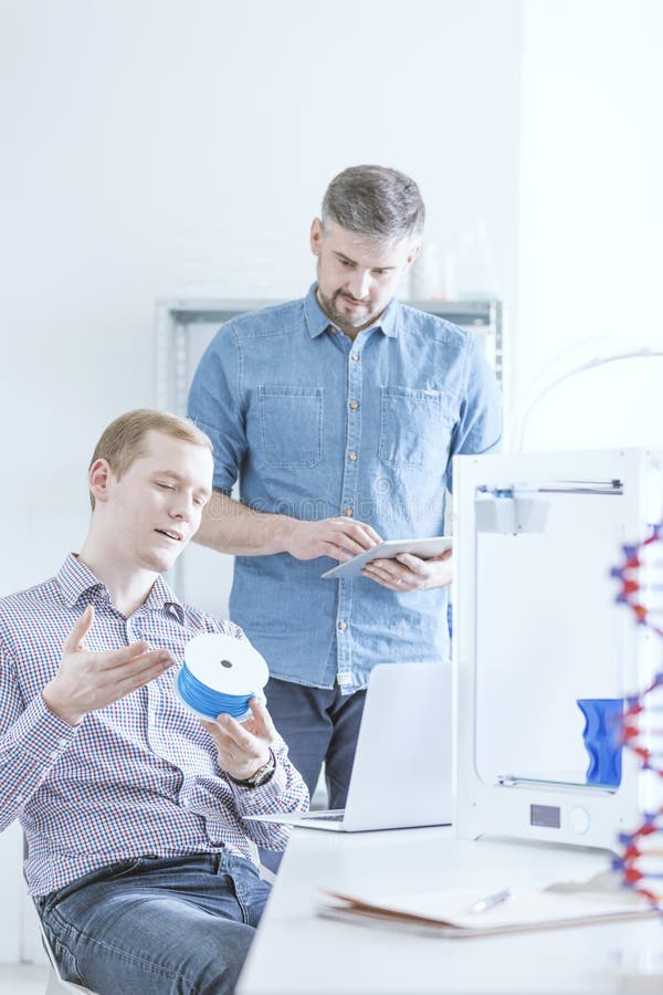 Scientist Team with 3d Printer Stock Photo - Image of engineering ...