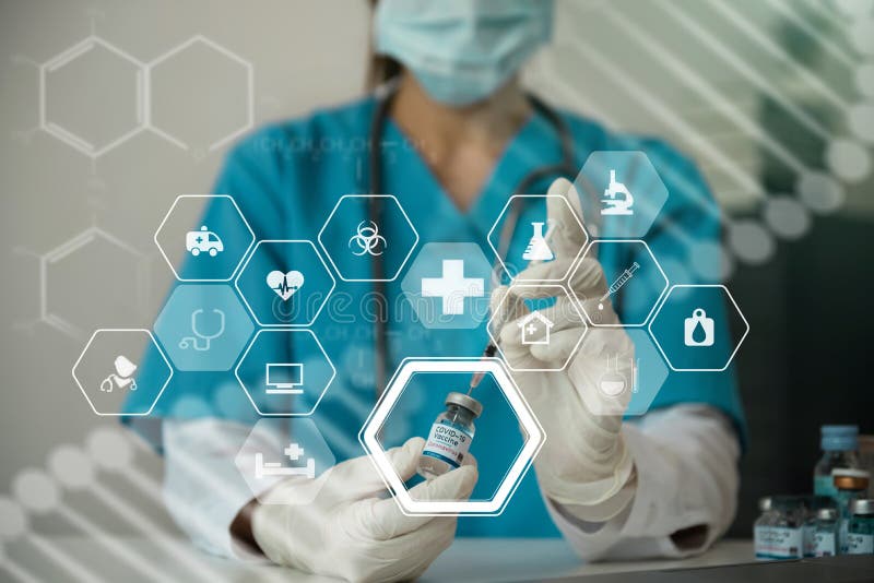 Scientist or Tech Holds Liquid Biological Sample in Gloved. Stock Image ...