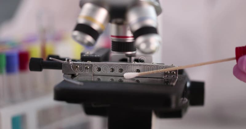 Scientist Examines Smear Sample Under Microscope Closeup Stock Video ...