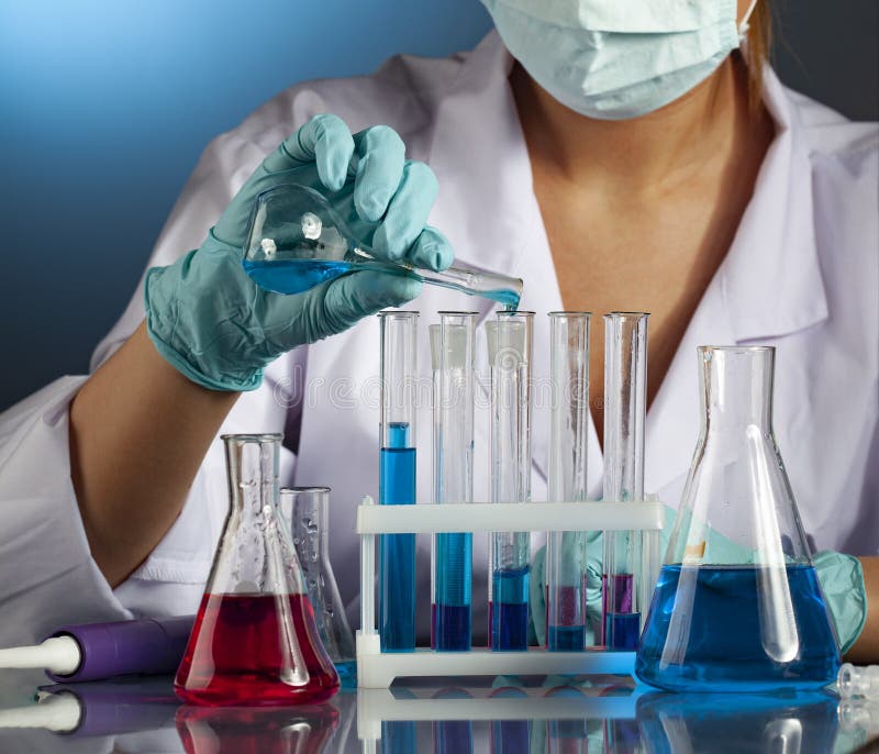 Scientist with a Test Tube Working at the Laboratory Stock Image ...