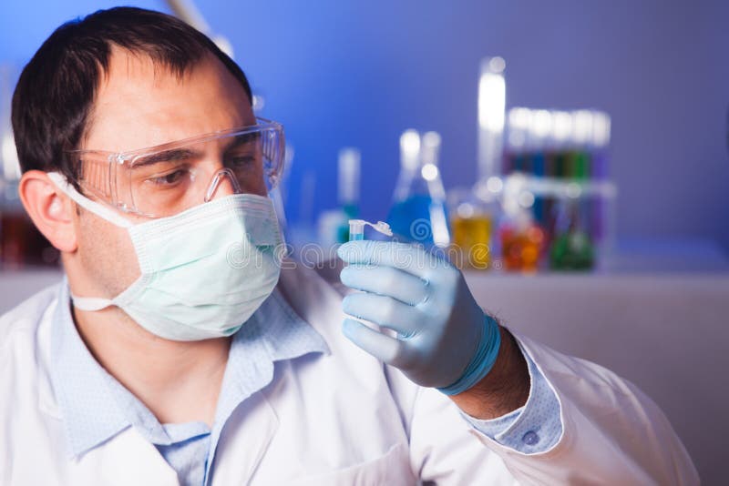 Scientist is thinking stock image. Image of blue, education - 111429537