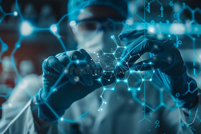 Scientist Touching Molecule Structure Stock Photo - Image of healthcare ...