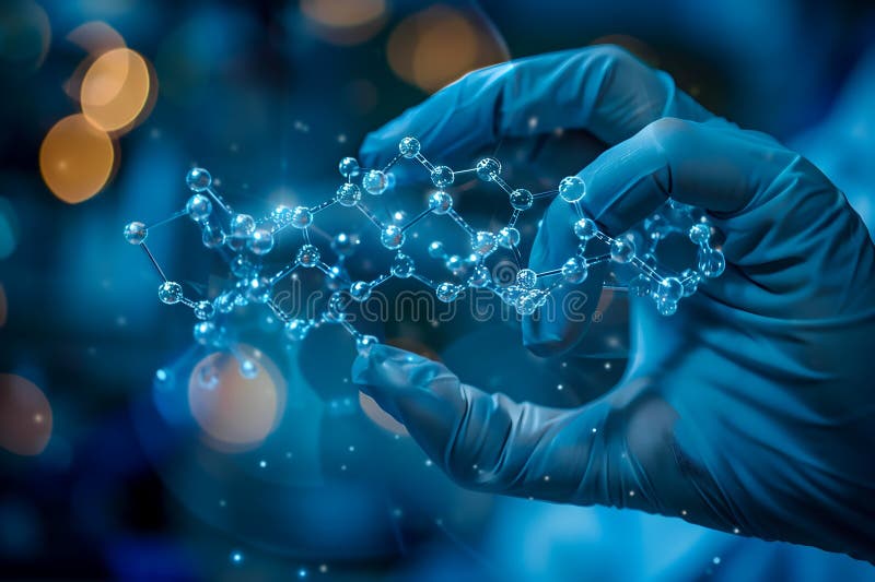 Scientist Touching Molecule Structure Stock Photo - Image of laboratory ...