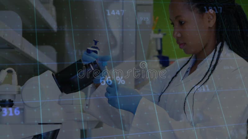 Scientist Transferring Liquid with Pipette at Science Lab Bench ...