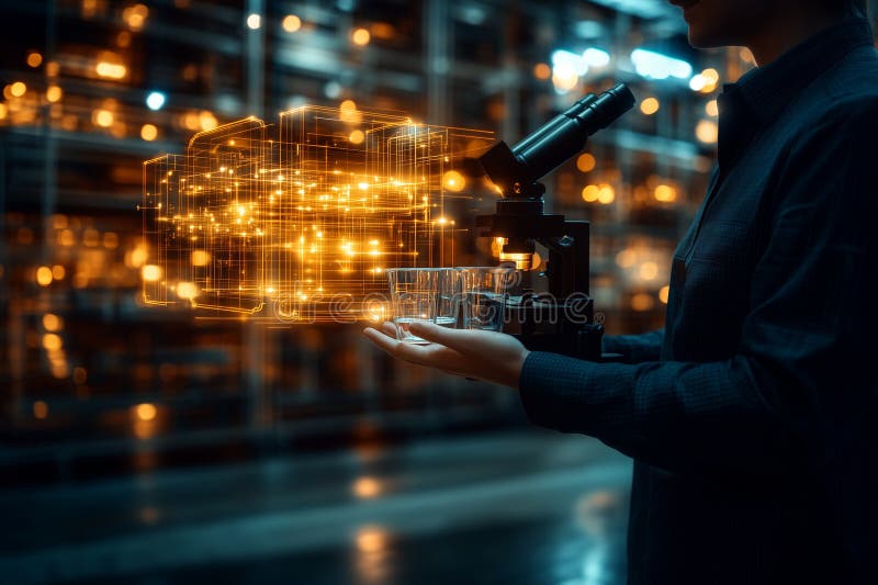 Scientist Using Advanced Glassware in a High-Tech Laboratory Research ...