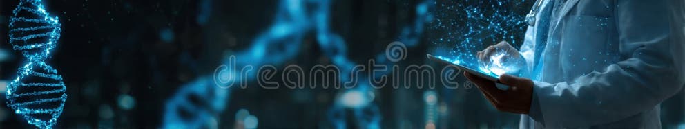 Scientist Conducting Research with Technology and DNA Visualization in ...