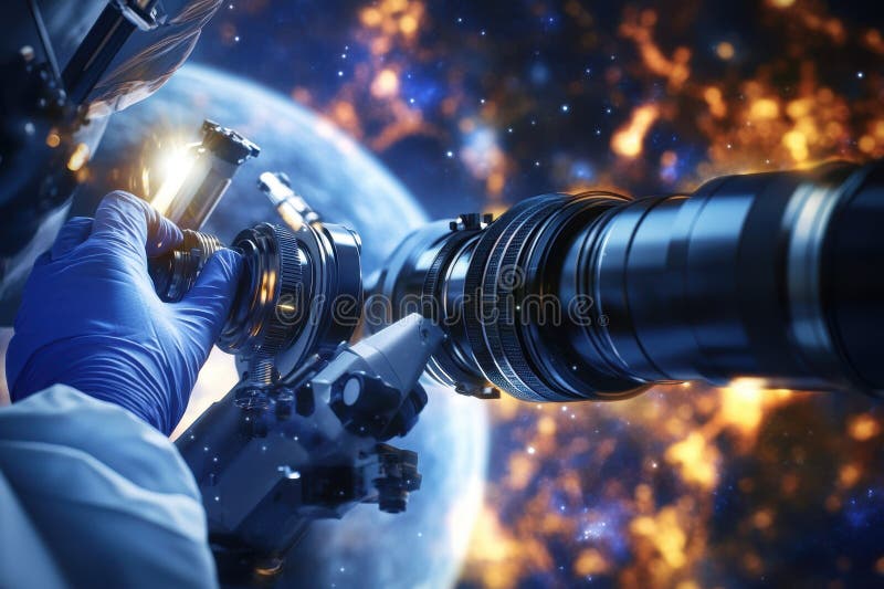 Scientist Using Advanced Telescope To Explore Distant Celestial Objects ...