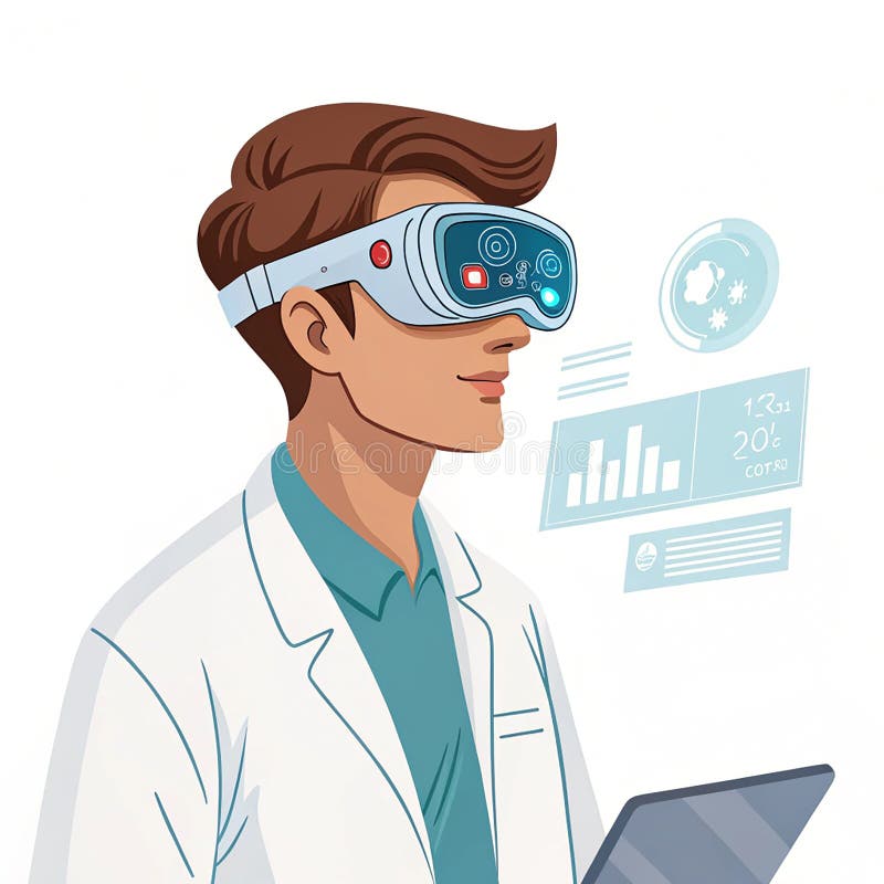 Scientist Using Augmented Reality Glasses Stock Illustration ...