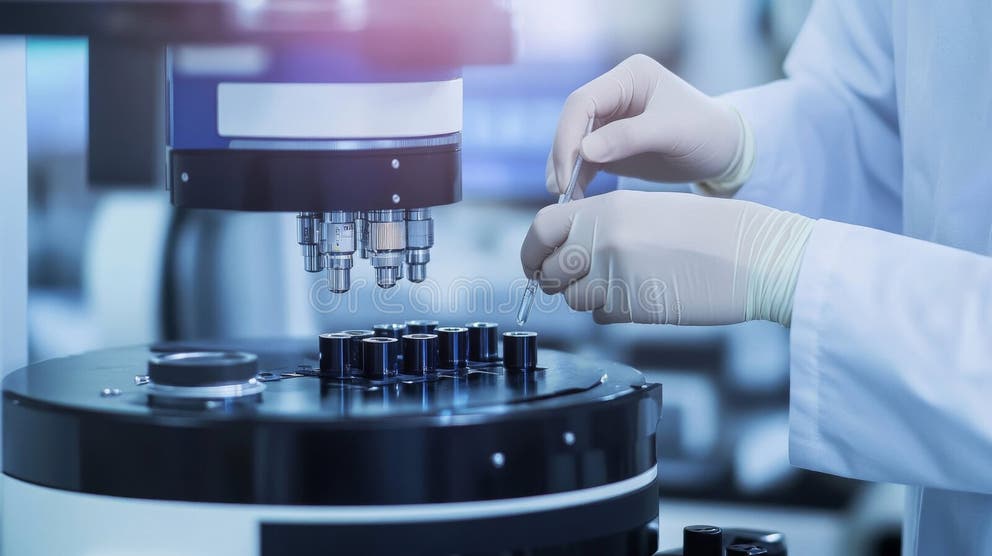 Scientist Using Laboratory Equipment for Precise Sample Analysis Stock ...