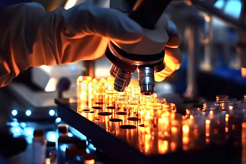 Pharmaceutical Research Development Scientist Analyzing Dna Test Tubes ...