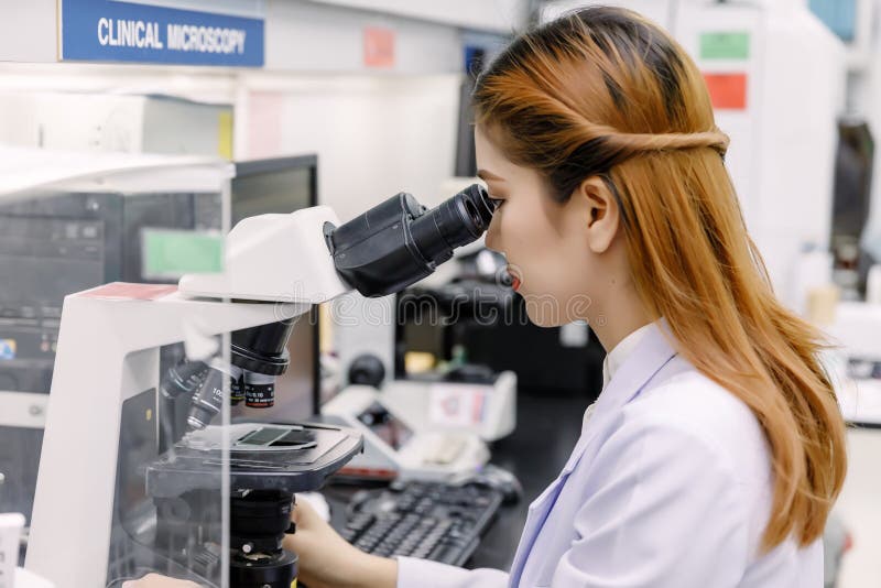 Scientist Using a Microscope in a Laboratory. Stock Photo - Image of ...