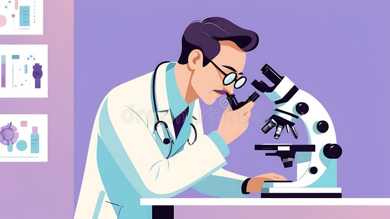 Scientist Using a Microscope in a Laboratory Setting Conducting ...