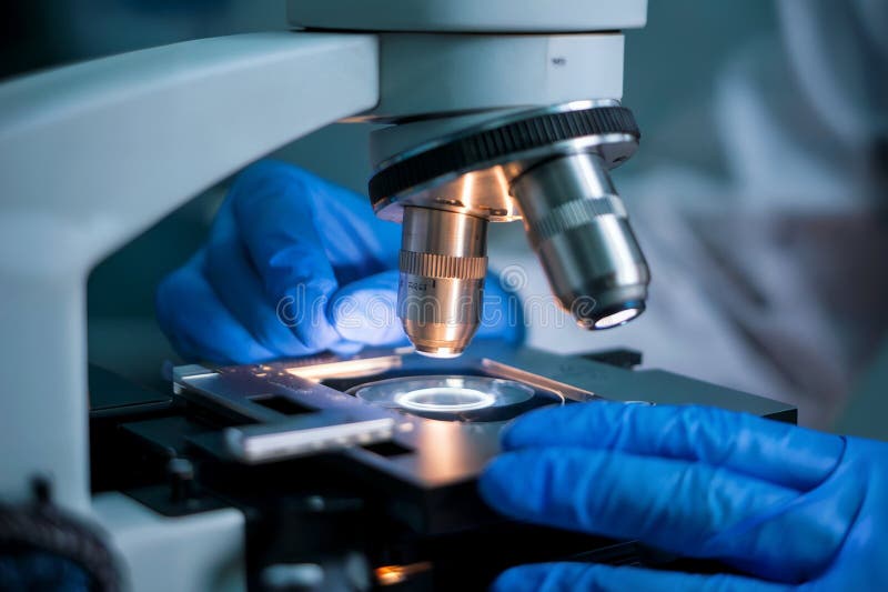 Scientist Using Microscope in a Laboratory Setting Stock Illustration - Illustration of focus ...