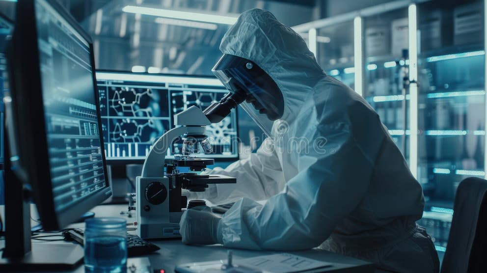 The Scientist Using Microscope. AI Generated Stock Illustration ...