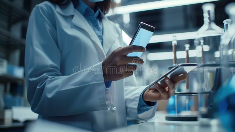 The Scientist Using Smartphone.AI Generated Image Stock Image - Image ...