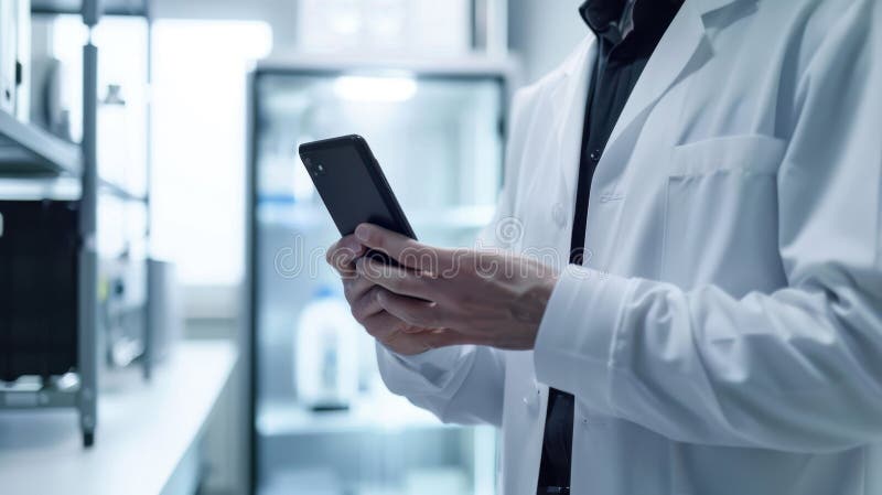 The Scientist Using Smartphone. AI Generated Stock Photo - Image of ...