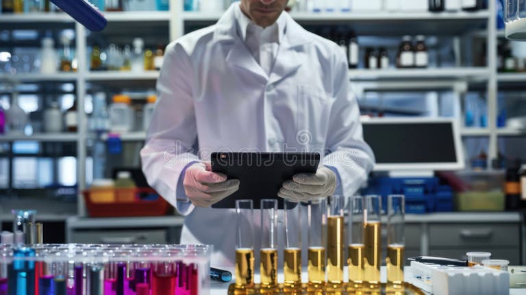 The Scientist Using Tablet.AI Generated Image Stock Image - Image of ...