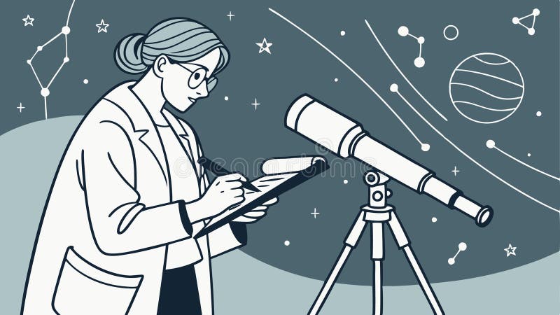 Scientist Using Telescope Astronomy Research and Space Science and ...