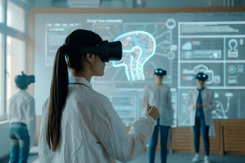 Scientist Using Virtual Reality Headset for Immersive Research Digital ...