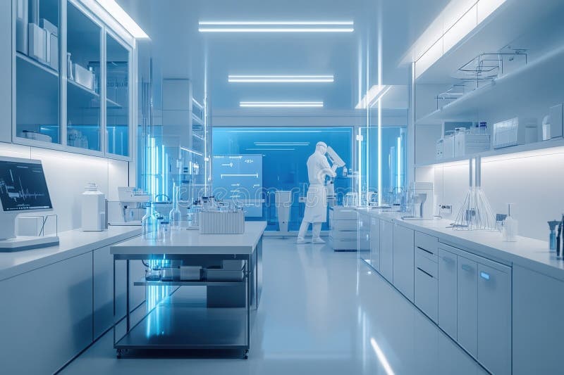 High-tech Laboratory with a Scientist Conducting Research in a ...