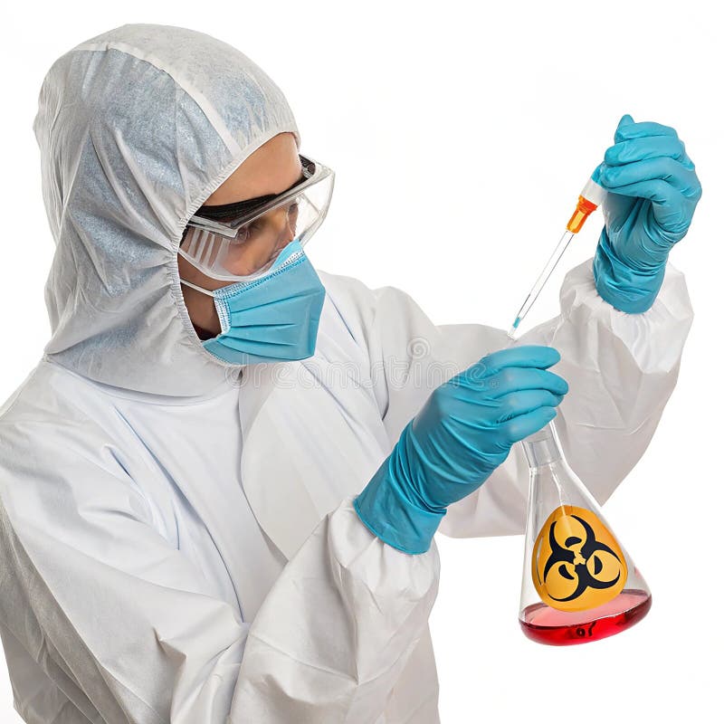 Scientist Handling Biohazardous Sample with Gloves Stock Illustration ...