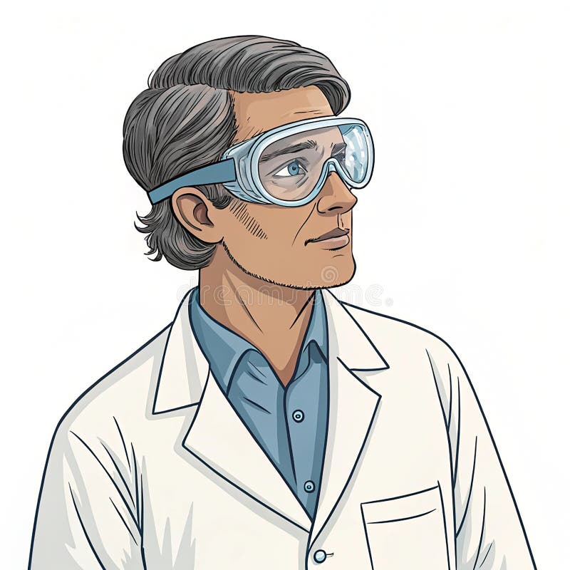 Scientist Wearing Safety Goggles on Stock Illustration - Illustration ...