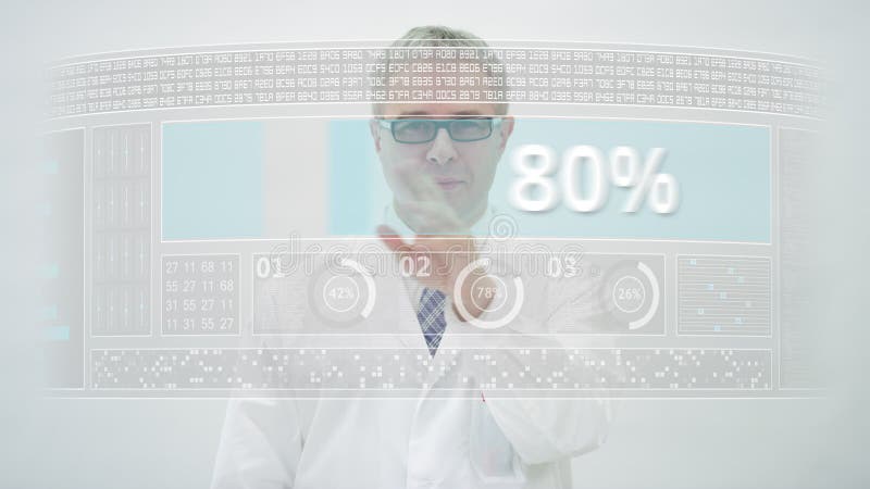 Scientist Wearing White Lab Coat Counts Down To 80 Percent on a ...