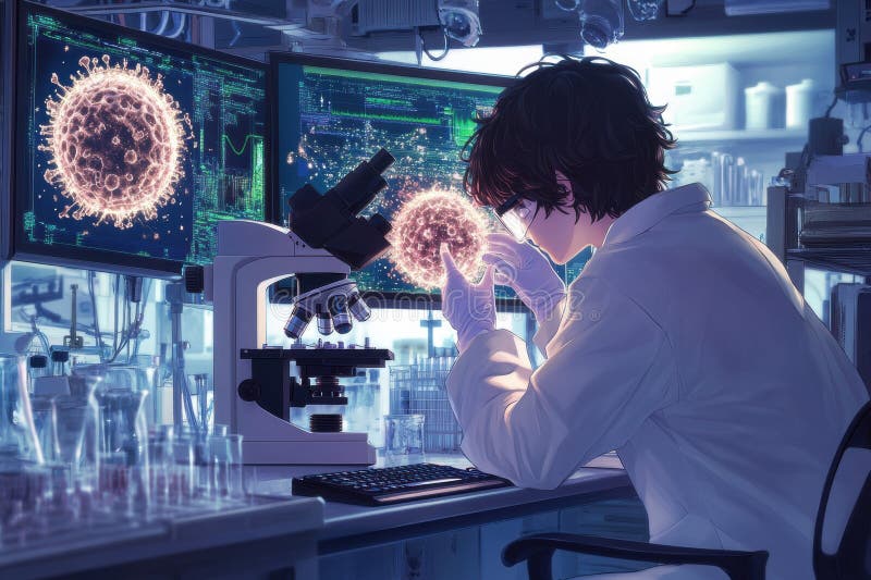 Scientist Examines Virus Structure in Advanced Laboratory Setting with ...