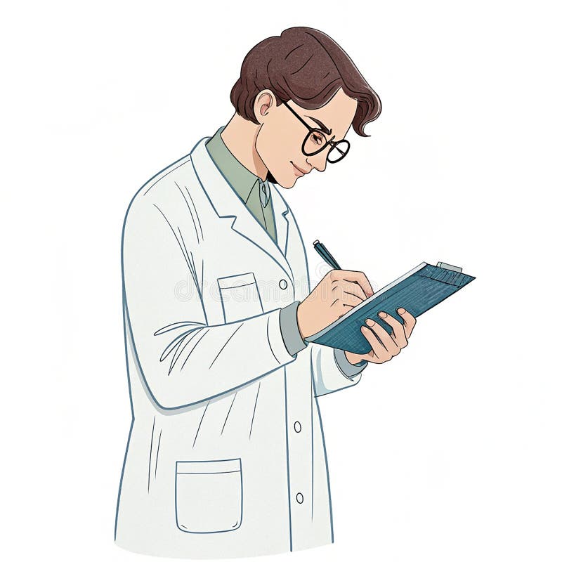 Scientist in White Lab Coat Taking Notes Stock Illustration ...